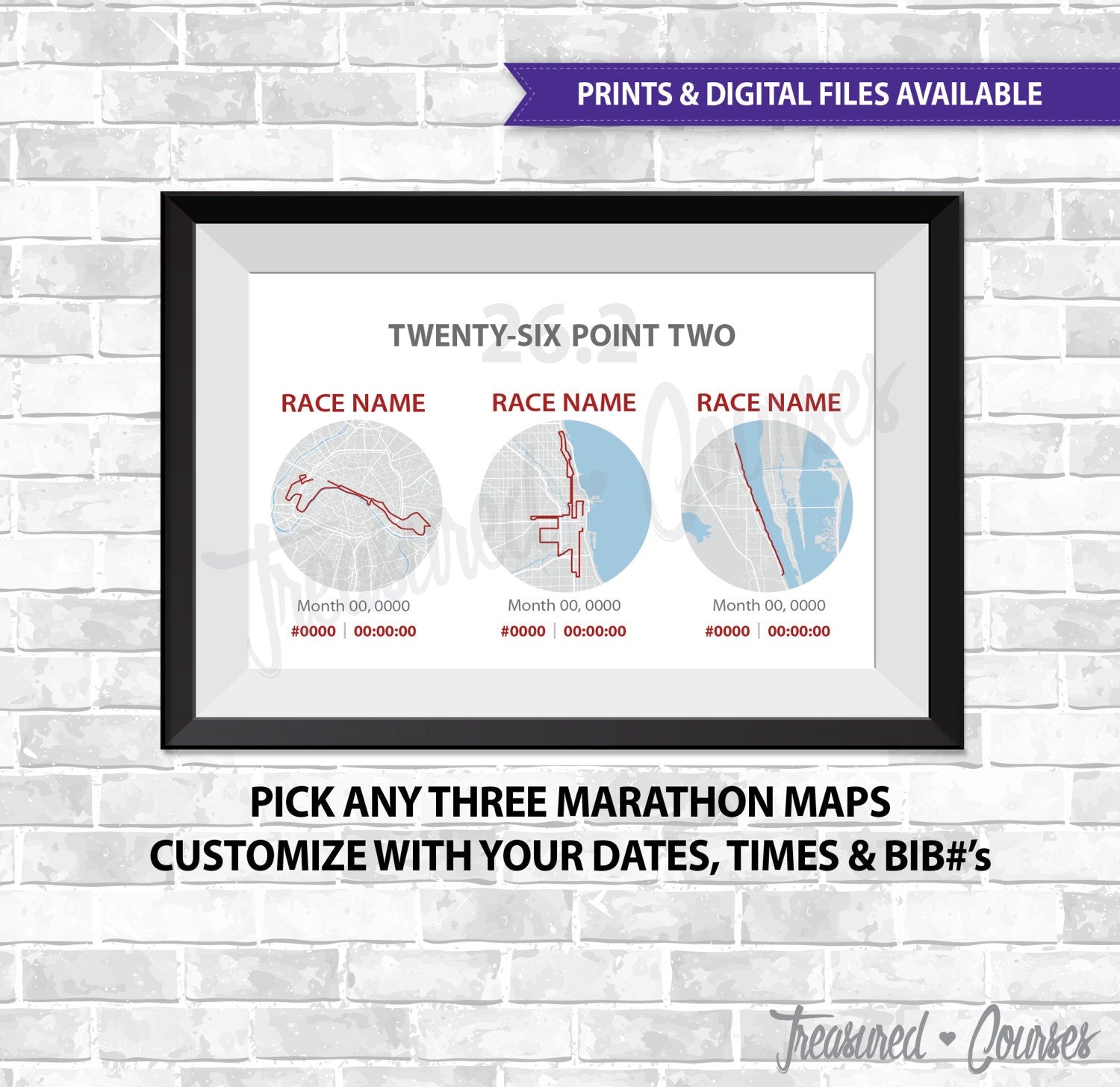 Three Marathon Custom- Digital File & Print options available, Custom ...